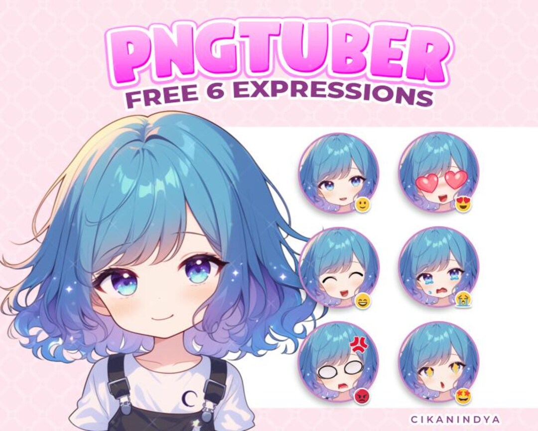 Premade Pngtuber Model – Cute Blue-haired Girl - Etsy