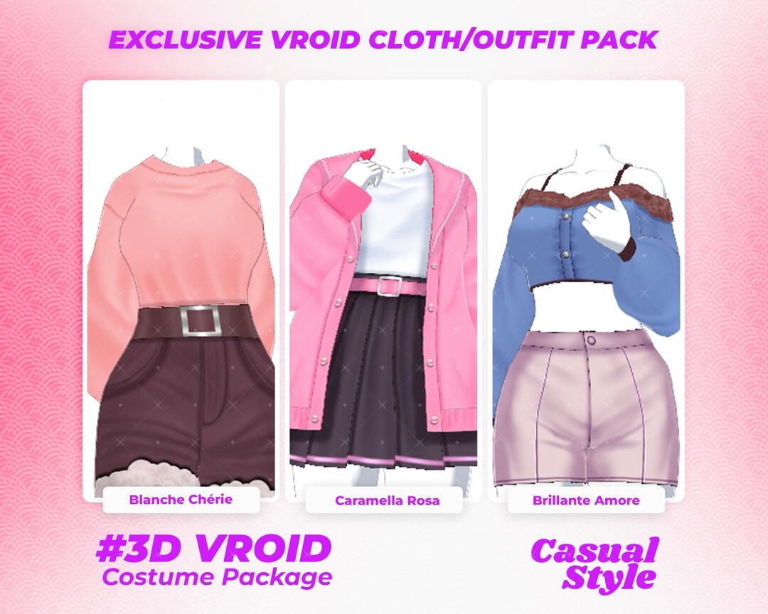 Vroid Casual Outfit Pack | 3D Clothing for Female Vroid Model | Vroid ...
