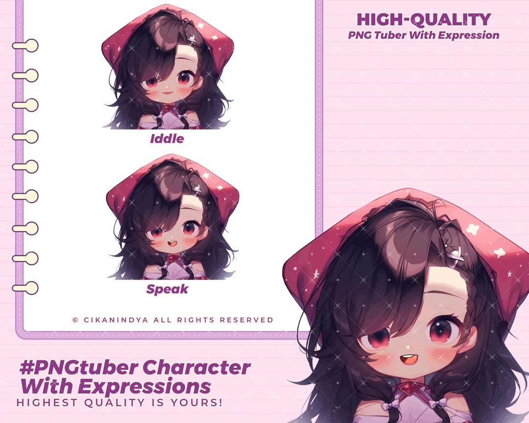 Chibi Anime PNG Tuber Avatar: 2 Expressions for Streamers - Etsy