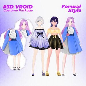 Sophisticated Formal Dress Pack for Vroid Young Ladies - Vroid Clothing ...