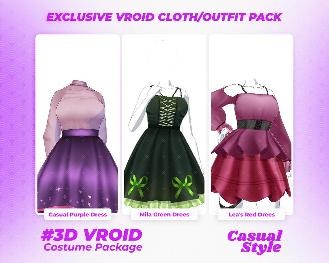 Vroid Outfit Pack | Cute Casual 3D Clothes for Vtuber & Virtual Models ...