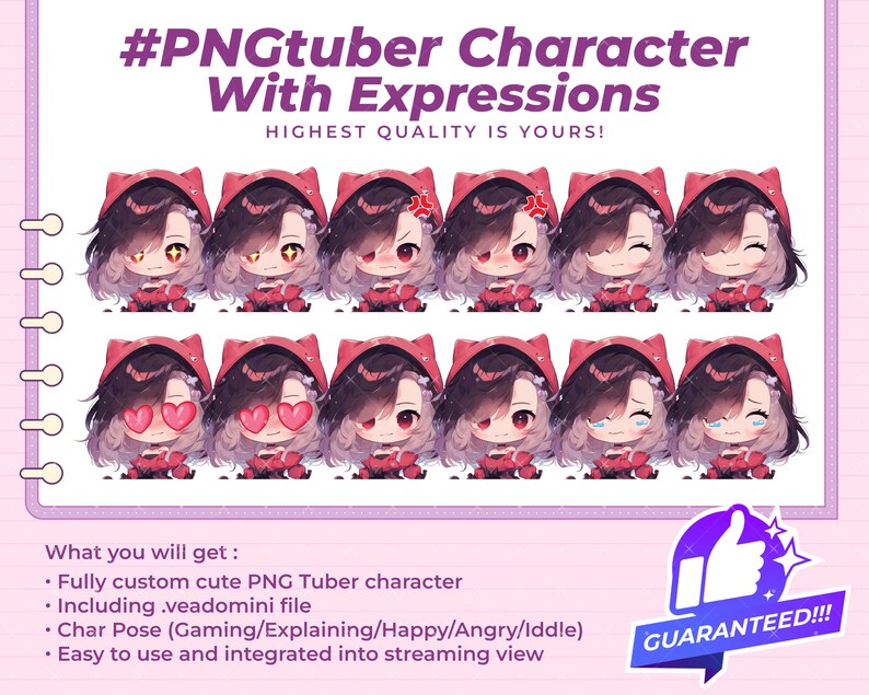 Chibi Pngtuber Avatar: 12 Expressions for Streaming - Etsy Canada