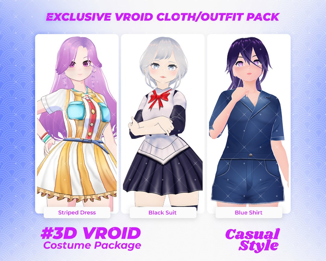 Chill Stream Couture and Casual Vroid Girl Attire - Vroid Clothing Pack ...