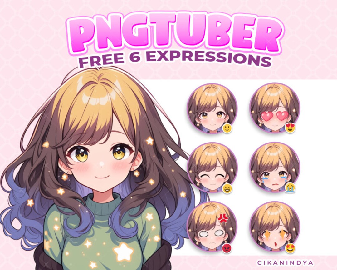 PNG Tuber | Starry Brown and Blonde Vtuber Avatar | Get 6 Poses ...