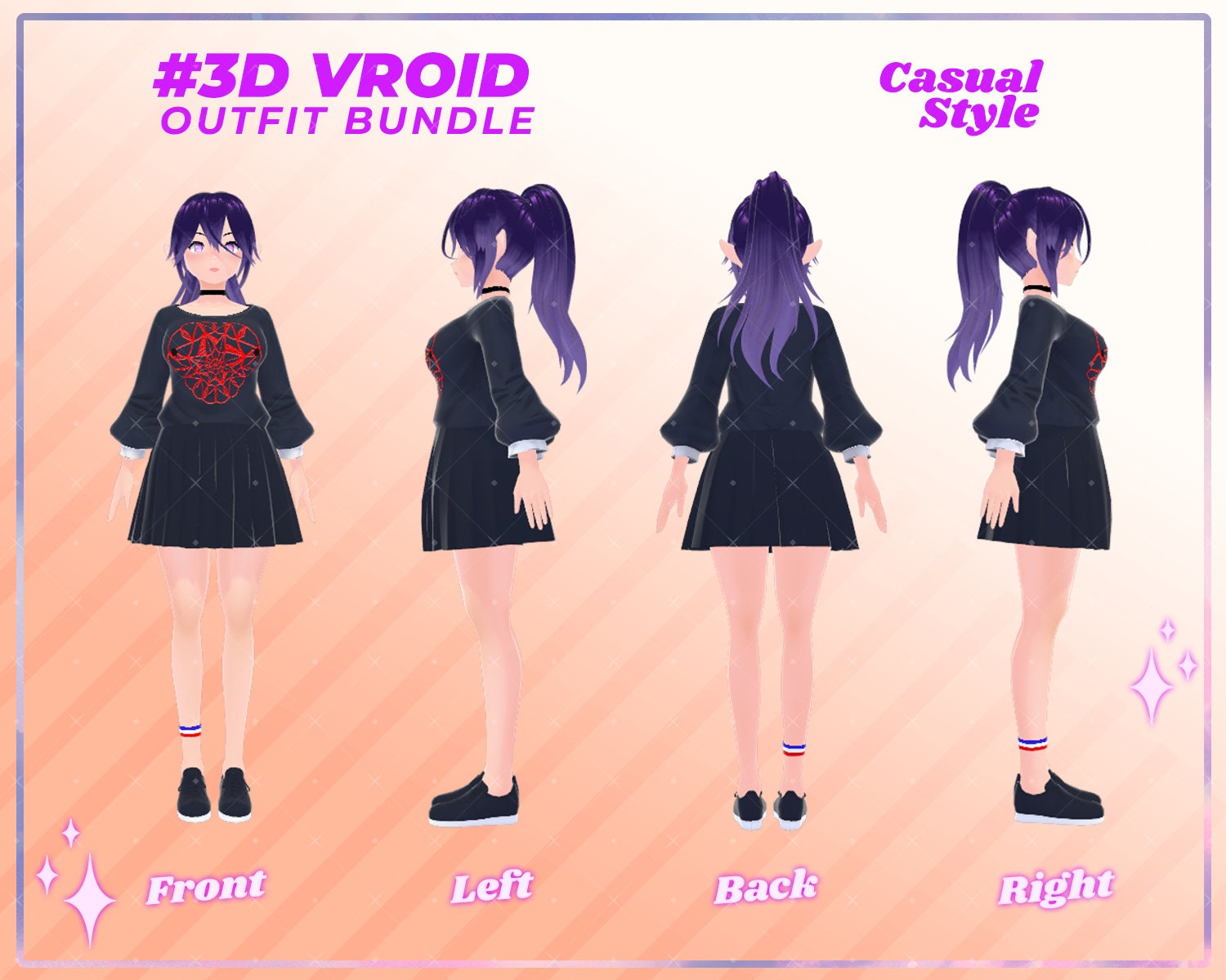 3 In 1 Vroid Casual Outfits Collection For Virtual Girls Etsy