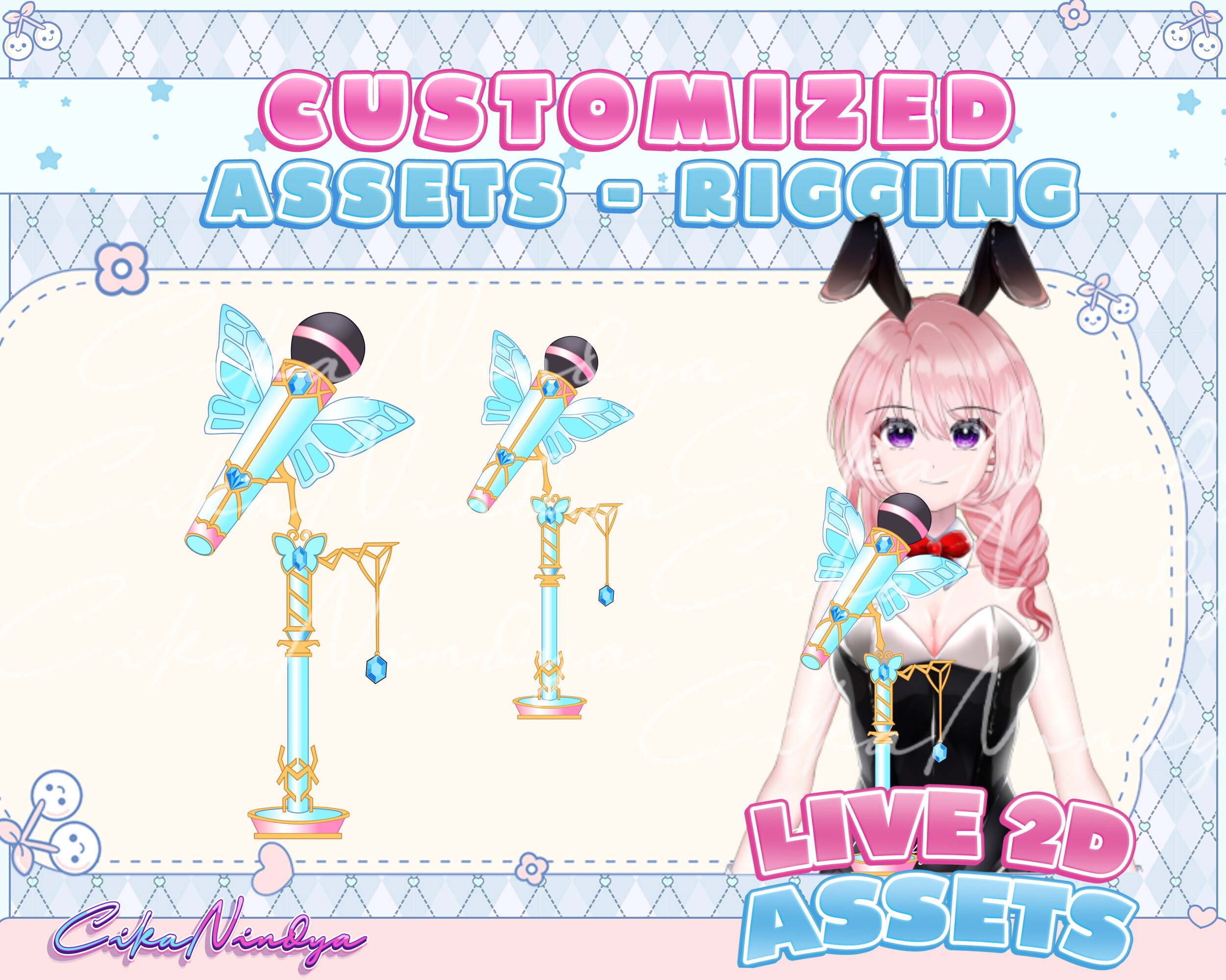 Vtuber Assets Stream Assets Vtuber Asset Mic Live2d Asset - Etsy