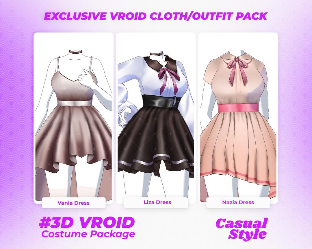Vroid Clothes Pack | Everyday Casual 3D Clothing Dress | Vroid Models ...