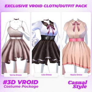 Vroid Clothes Pack | Everyday Casual 3D Clothing Dress | Vroid Models ...