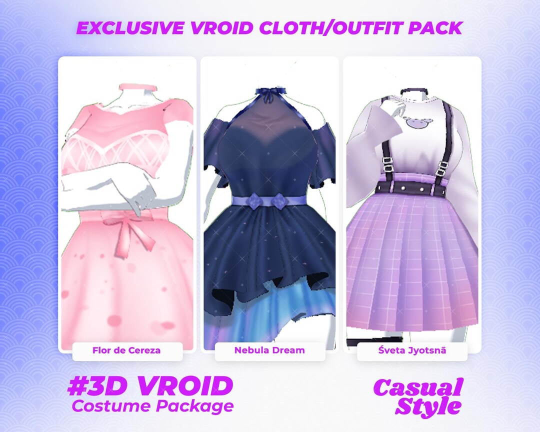 Cyberpunk Vroid Outfit Set | Futuristic Neon Clothes for Vtubers ...