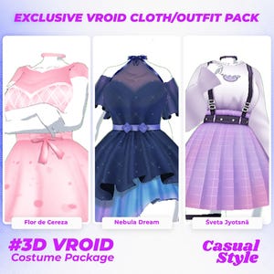 Cyberpunk Vroid Outfit Set | Futuristic Neon Clothes for Vtubers ...