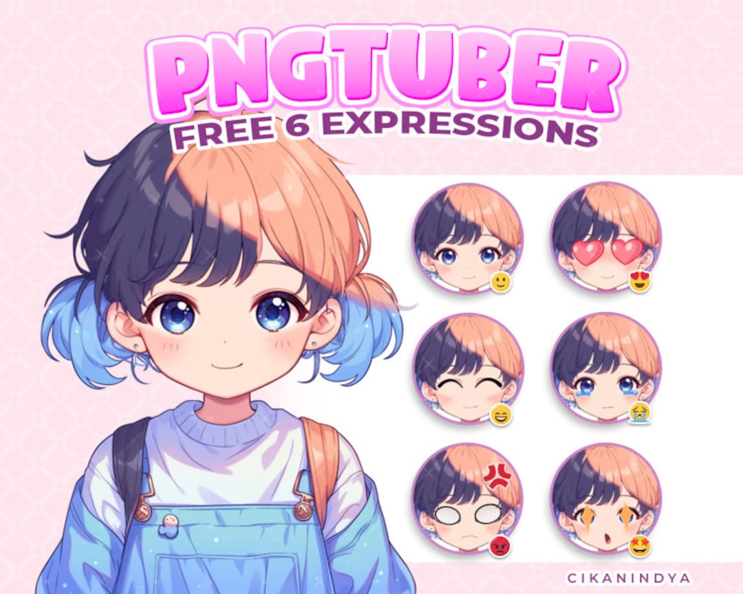 Anime Pngtuber Avatar: 6 Poses, Streaming Vtuber - Etsy