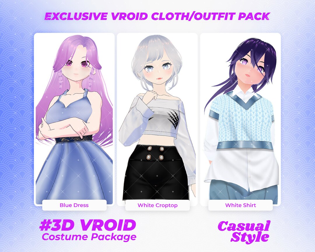 Vroid Outfit Pack: Modern Casual Fashion - 3-in-1 .vroidcustomitem File ...