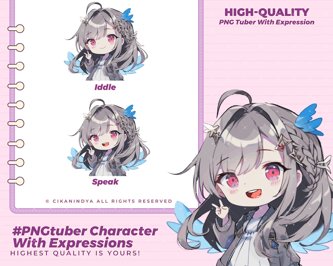 PNG Tuber Model With Futuristic Chibi Girl for Streams PNG Tuber, Png ...