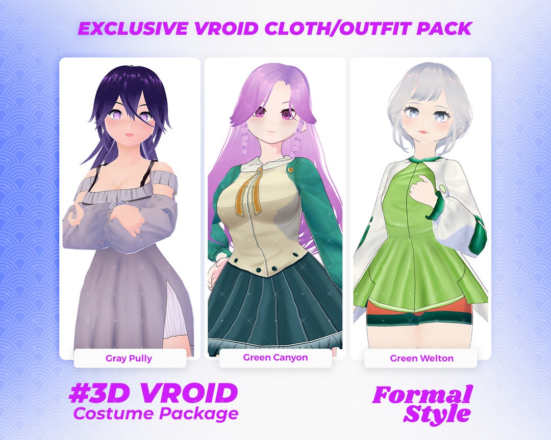 Glamorous Vroid Girl's Formal Attire - Vroid Clothing Pack, Glamorous ...