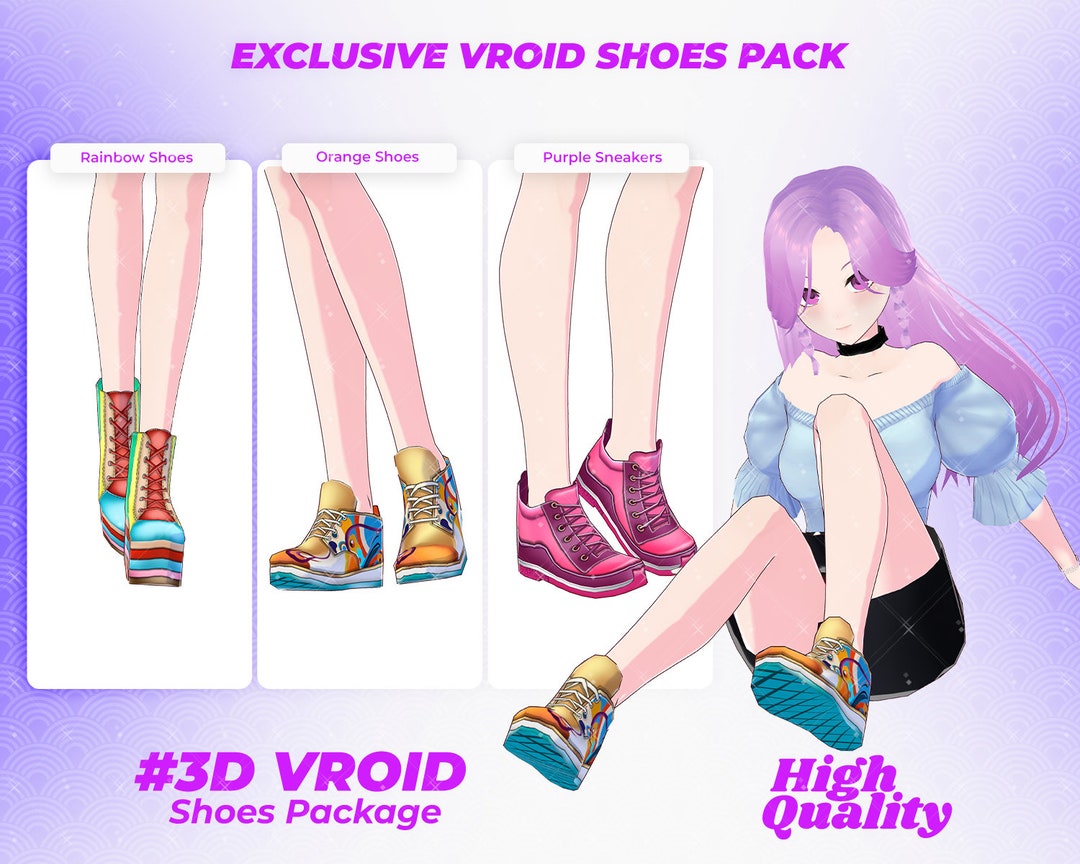 3D Vroid Shoes Pack: Fashion Streamer Avatar Footwear - Etsy