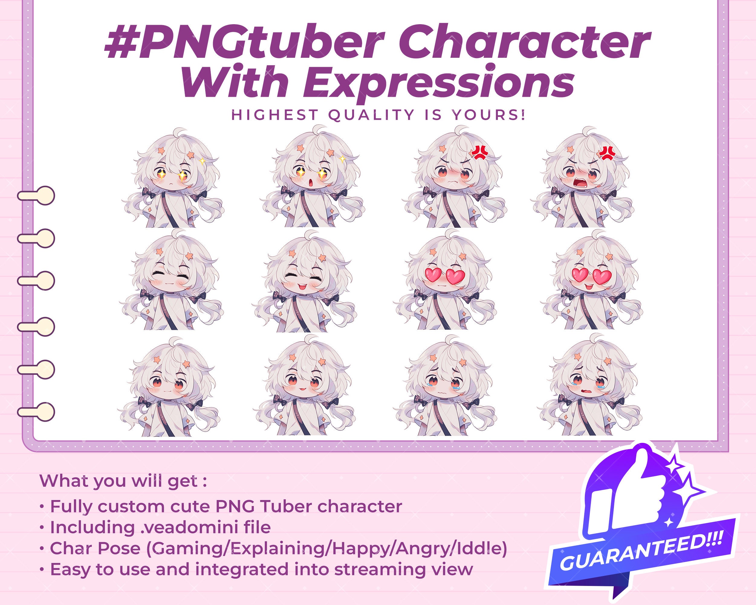 Chibi Pngtuber Avatar: 12 Poses for Virtual Streamers - Etsy