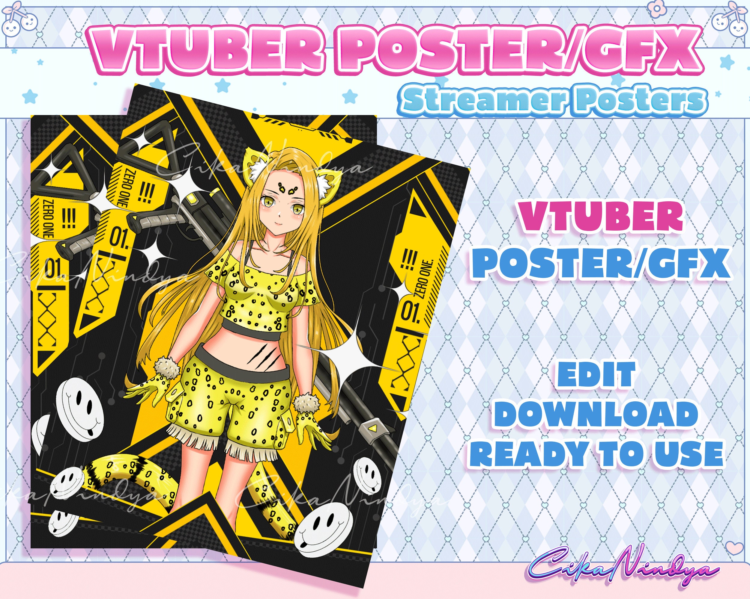 Adorable Vtuber Streamer Poster for Social Media Vtuber - Etsy