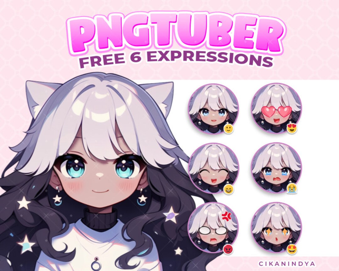 PNG Tuber | Starlit Mystery the Enigmatic Neko | Get 6 Poses | Gif ...