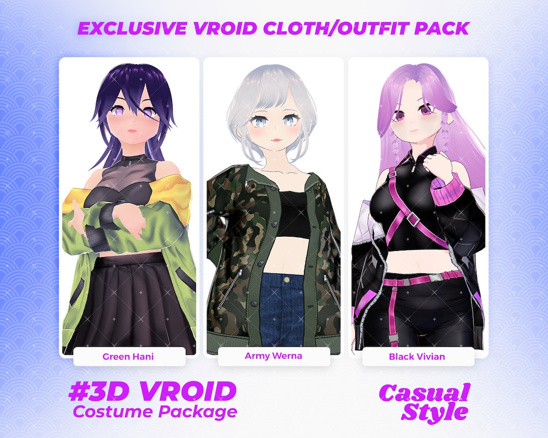Vtuber Wardrobe Essentials - Chic 3D Vroid Outfit Set, 3D Outfit Set ...
