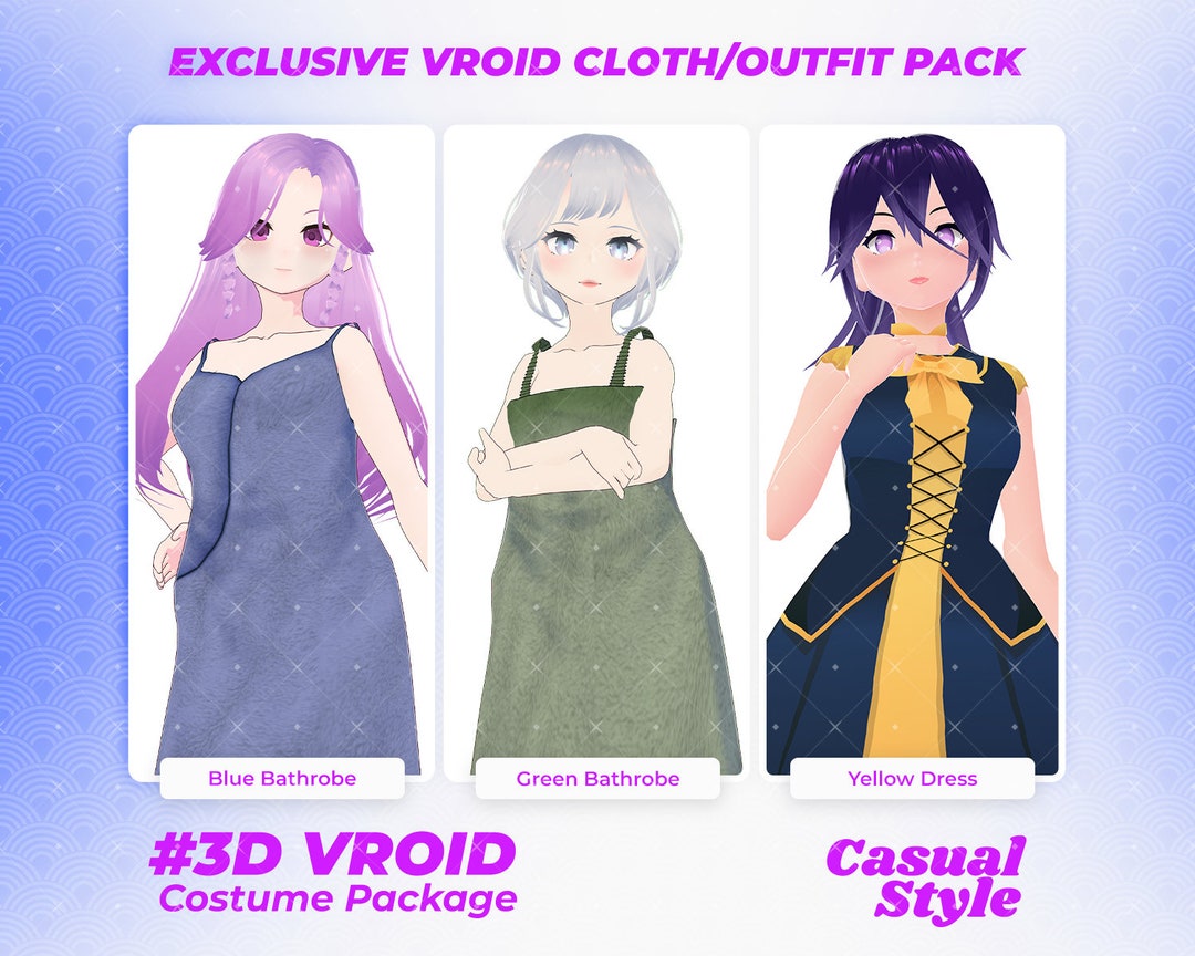 Vroid Outfit Pack: Casual 3D Avatar Clothes (3-in-1) (.vroidcustomitem ...