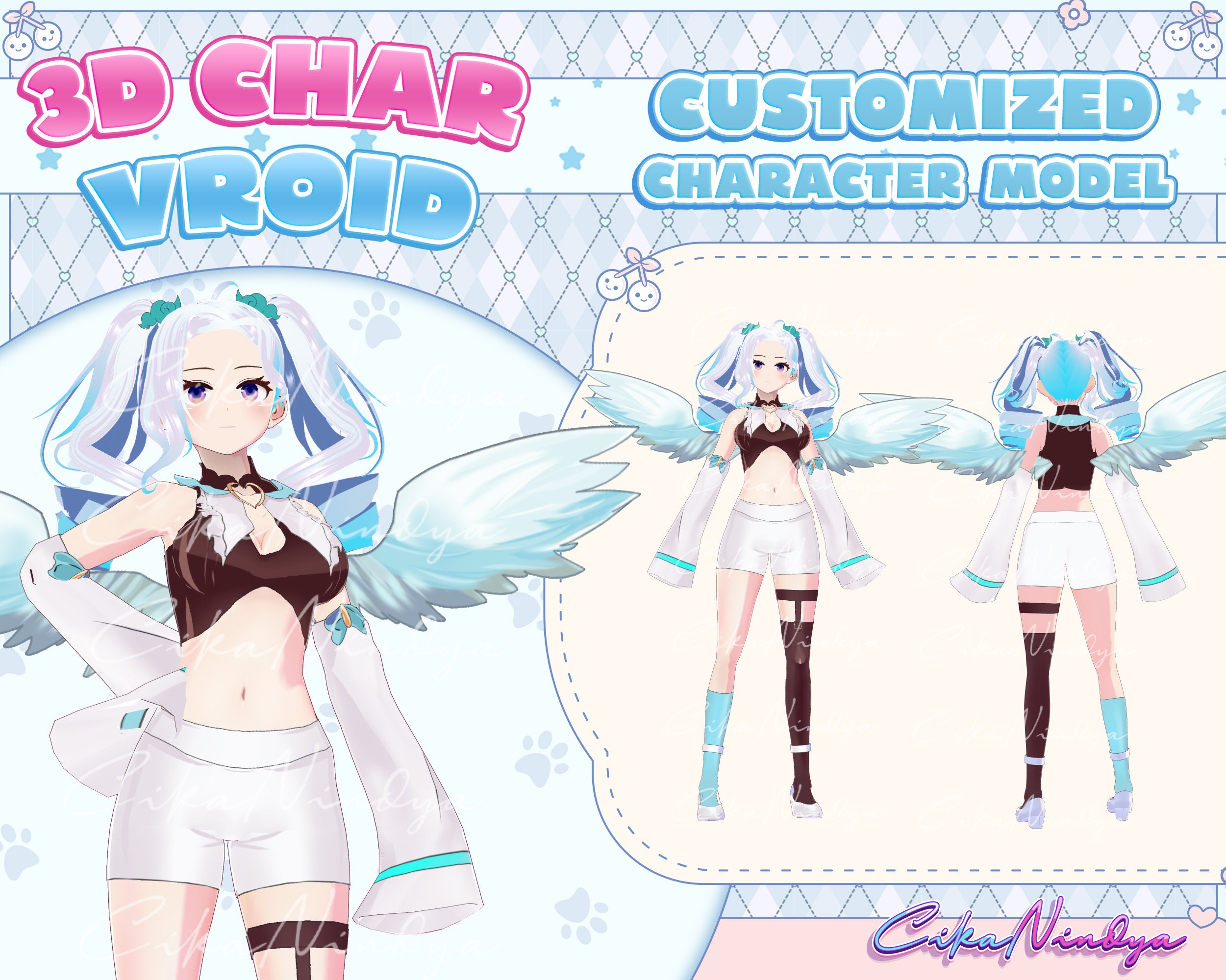 3D Vroid Character Vtuber Model Free 3d Model Vtuber Model - Etsy