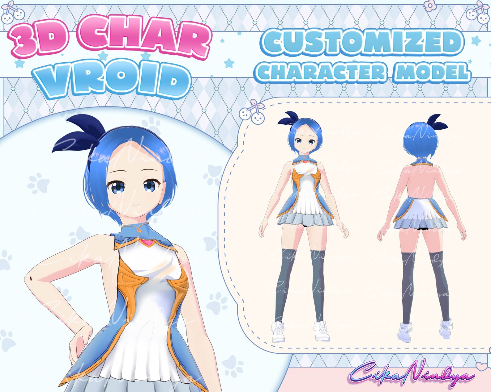 3D Vroid Character 3d Model Commission Vroid 3D Modelin - Etsy