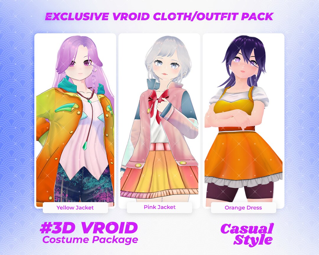 Casual Style Vroid 3D Outfit Set for Female Vtubers-vroid Clothing Pack ...