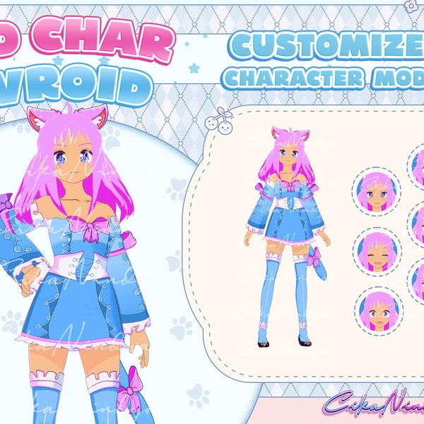 Pink Cat Girl Vtuber - Etsy