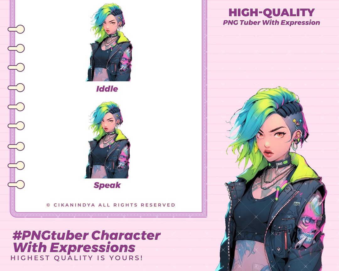 PNG Tuber, Pngtuber Avatar, Vtuber Avatar, Cyberpunk Avatar, PNG ...