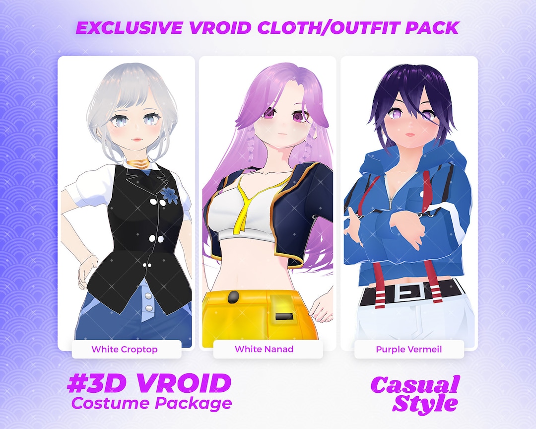 Vroid Clothing Pack, Vroid Assets, Avatar Clothes, Vroid Wear, Girl's ...