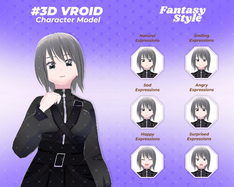3D Vroid Vtuber Model: Anime Emo Girl for Streaming (.VRM File) - Etsy