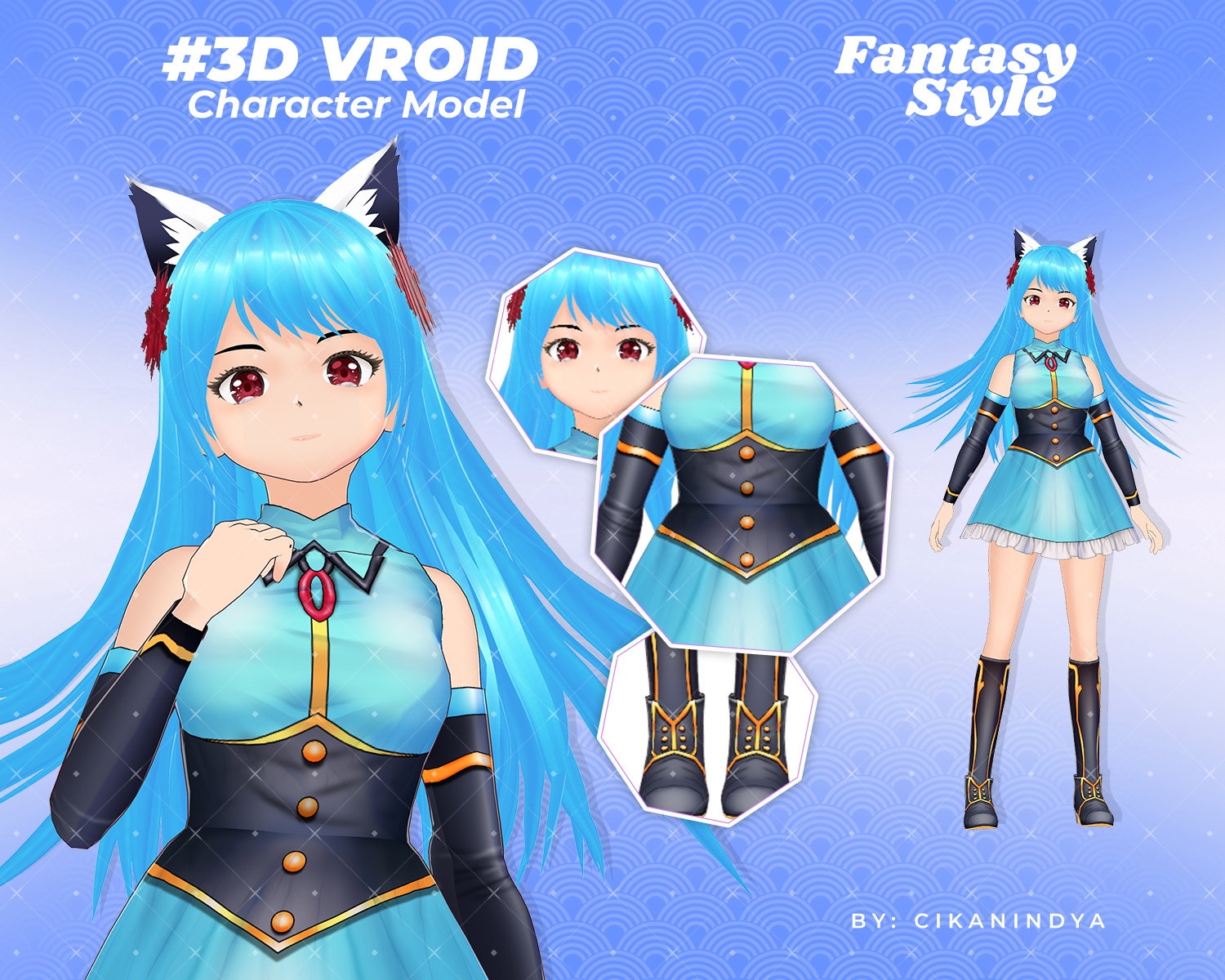 3D Vroid Character, Vtuber Model Free, 3d Model, Vtuber Model, Vroid E ...