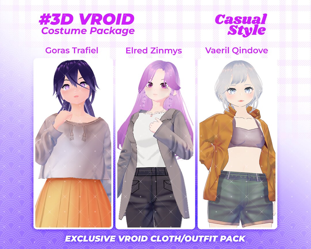 3D Vroid Clothes Pack, Costume, Vroid Clothes, Kawaii Clothes, Vroid ...