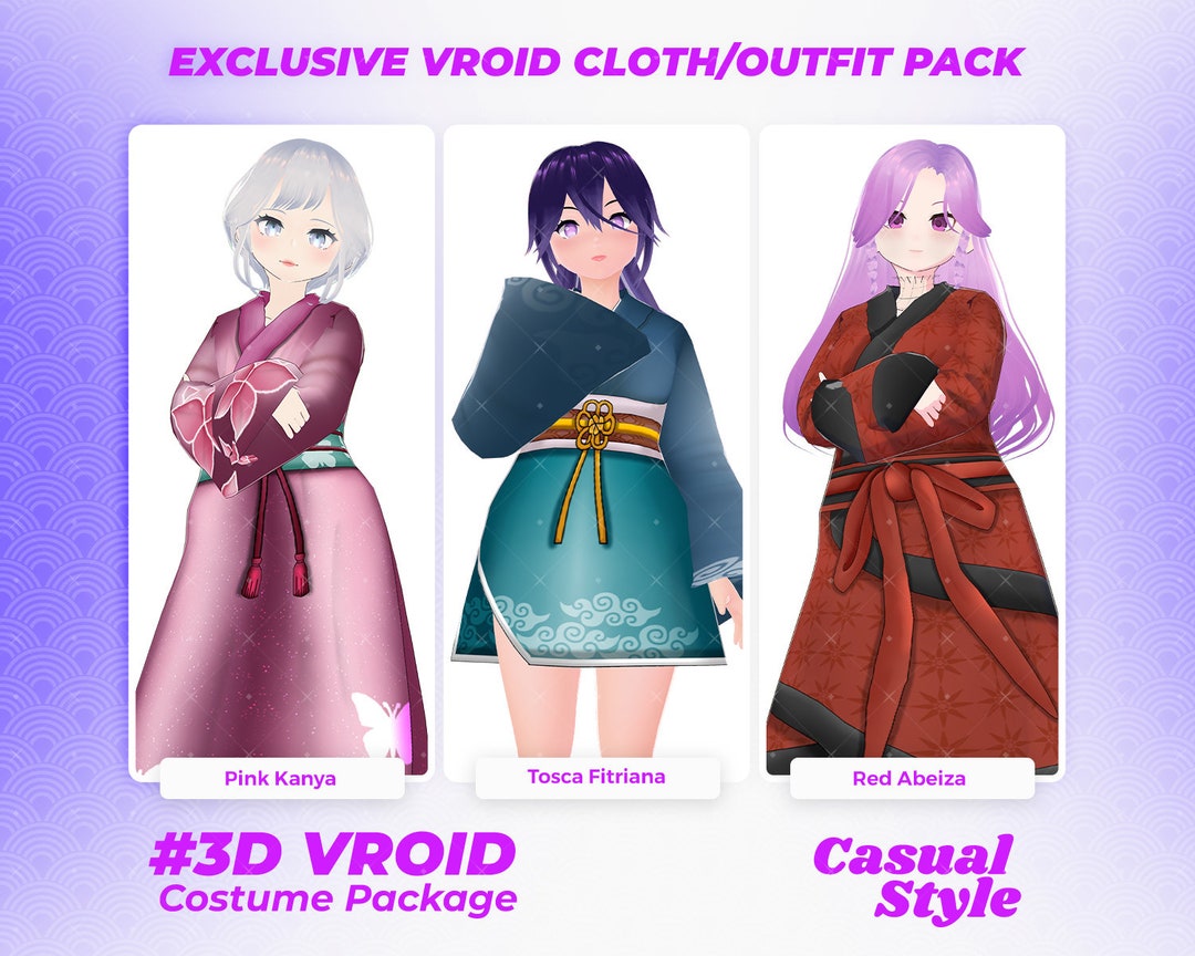 Vroid Outfit Pack: Casual Avatar Styles for Vtubers (3-in-1 ...