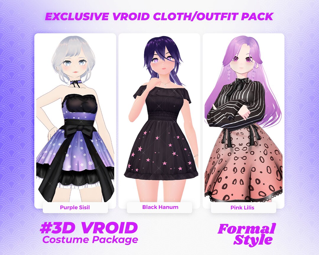Chic Feminine Outfits for Vroid Streamers - Vroid Clothing Pack ...