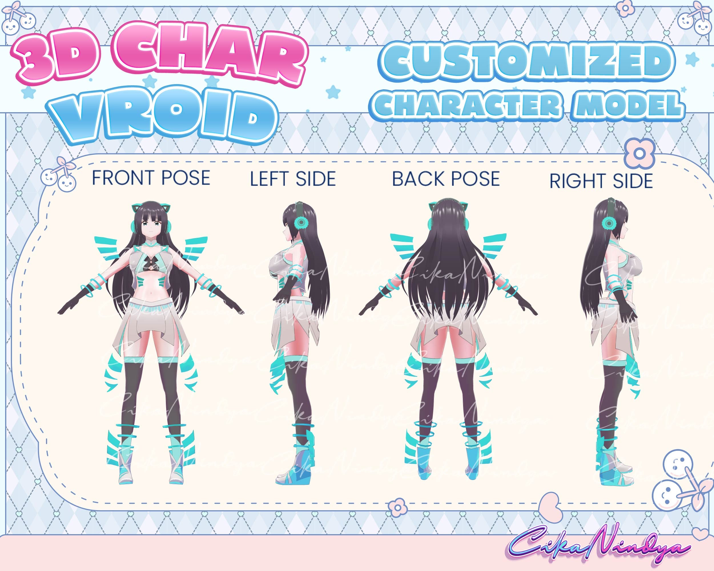 3D Vroid Character Vtuber Model 3d Model Commission Vroid - Etsy