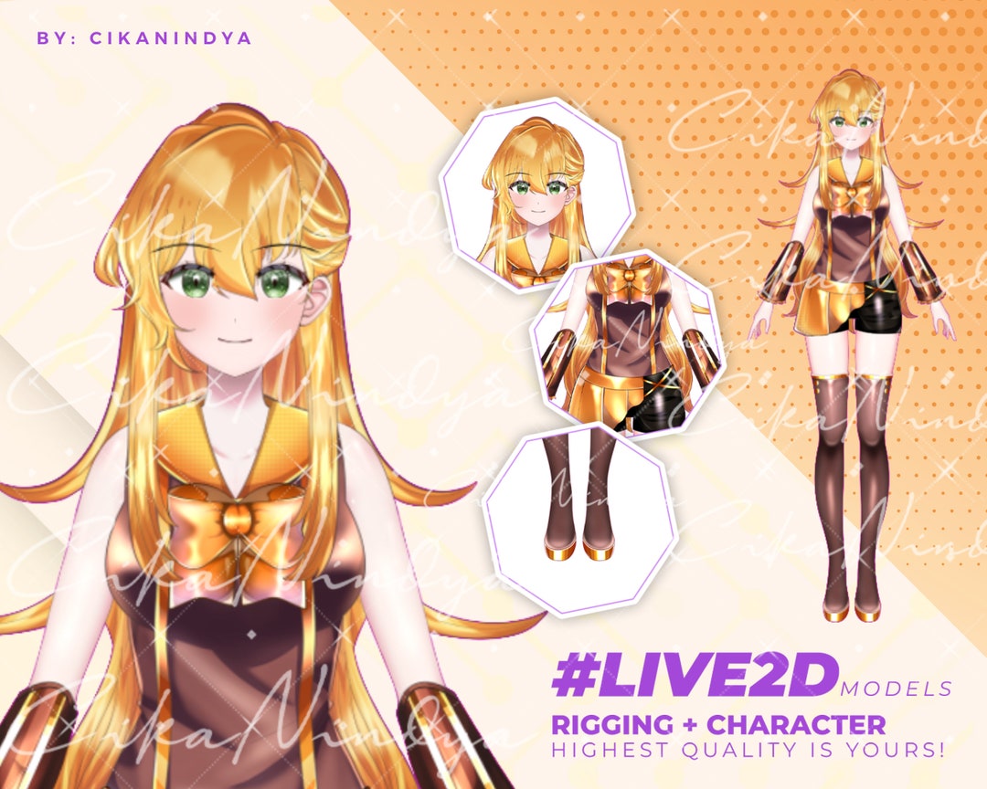 Stream With Sunshine Vtuber Live2d Orange Hair Girl Vtuber - Etsy