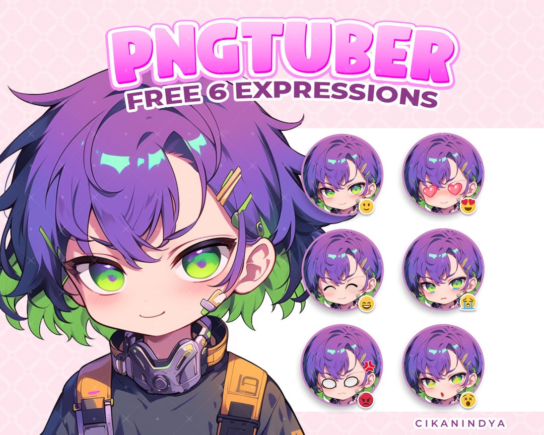 Chibi Pngtuber Model – Premade Male Character for Futuristic Streamers ...