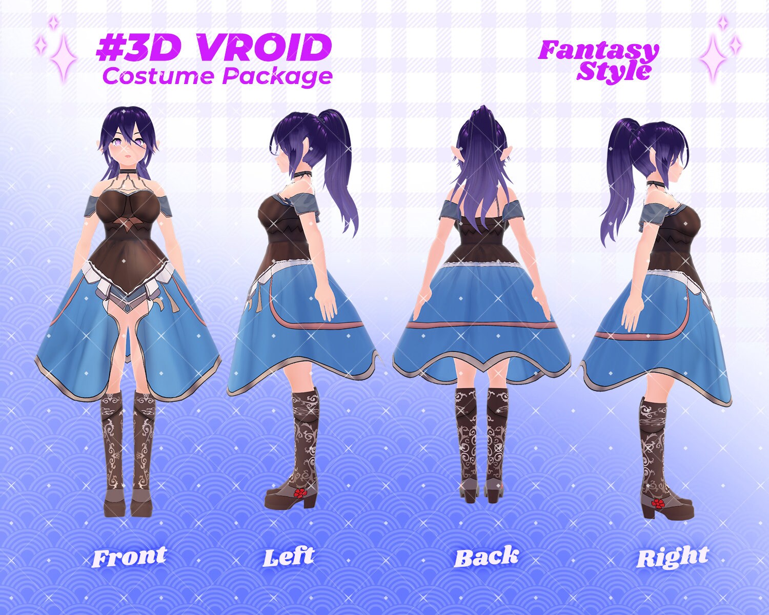 3-in-1 Vroid Fantasy Costume Bundle Character Wardrobe Vroid Clothing Pack, Costume, Vroid ...