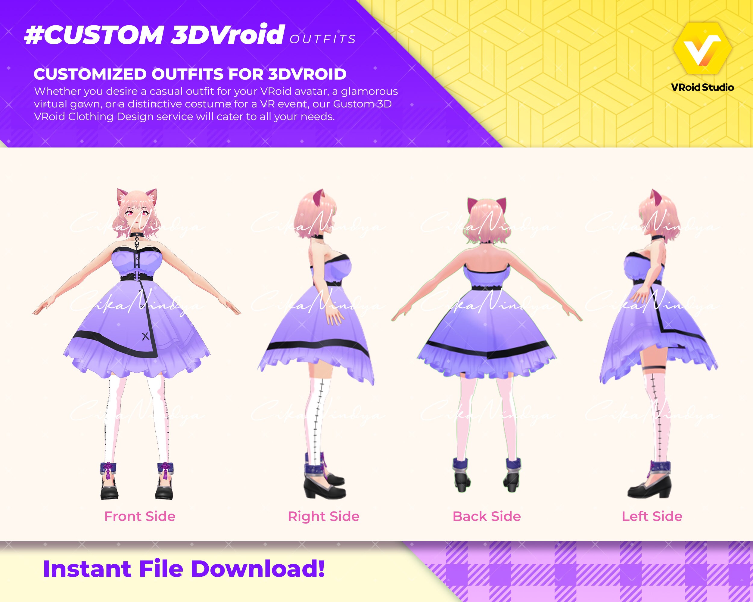 Custom Cute Vroid Outfit Creation for Commissioned Vtubers, Custom Vroid Outfit, Cute Vroid ...