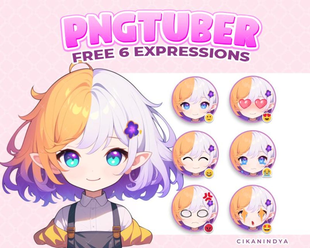 Anime Chibi Pngtuber Avatar: 6 Poses for Twitch Streams - Etsy