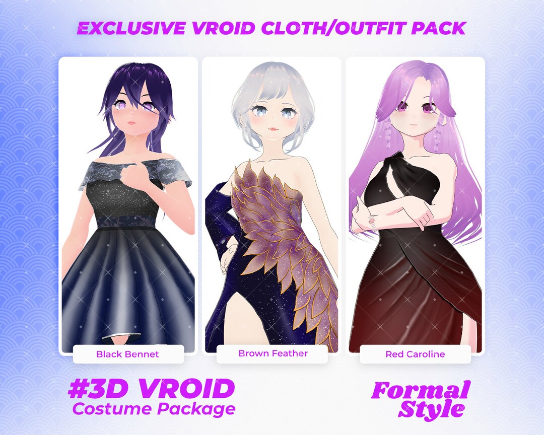 Chic 3d Avatar Gala Formal Dresses Vroid Clothing Pack Vroid Outfit