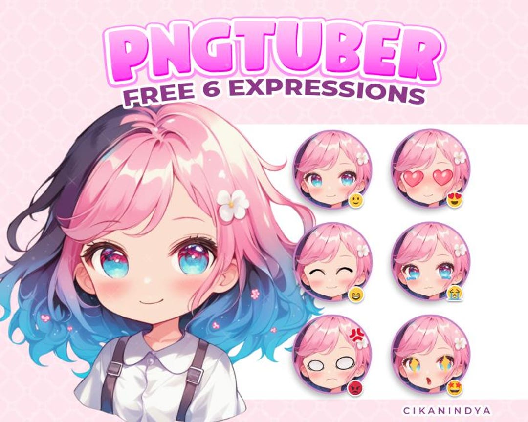 Pink and Blue Hair Pngtuber Model for Streaming - Etsy Canada