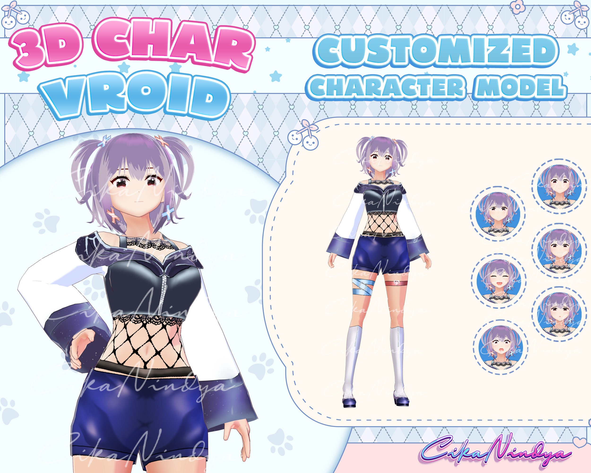 Dynamic Neo Anime Girl 3D Vroid Character for Streamer - Etsy