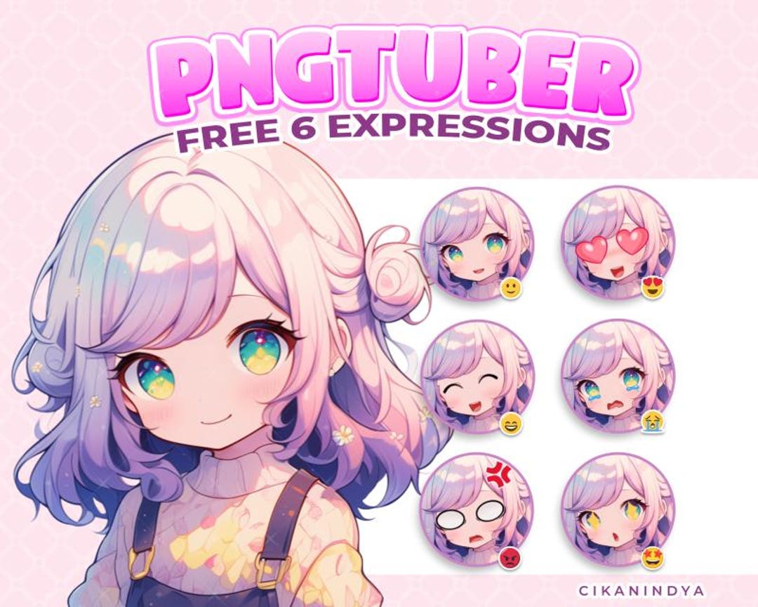 Pastel Hair Chibi PNG Tuber Avatar: 6 Poses (.veadomini File) - Etsy