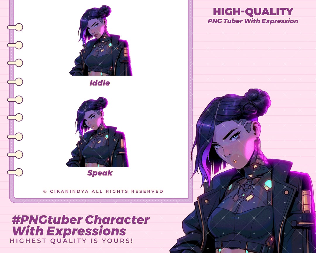 Cyberpunk Pngtuber Avatar: Edgy Streamer Design, 2 Poses - Etsy