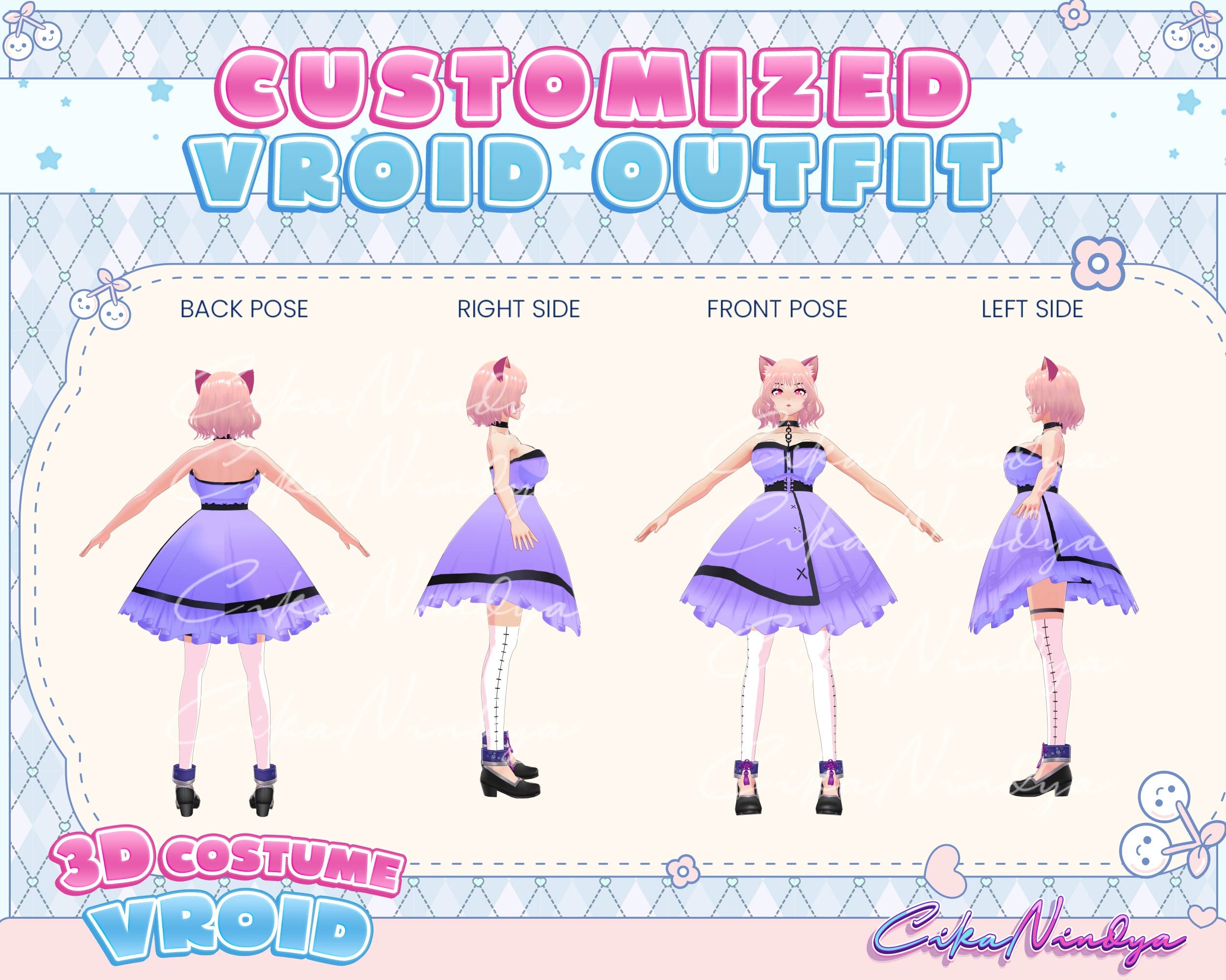 Get Creative With 3D Vroid Costume Gothic Purple Dress for - Etsy