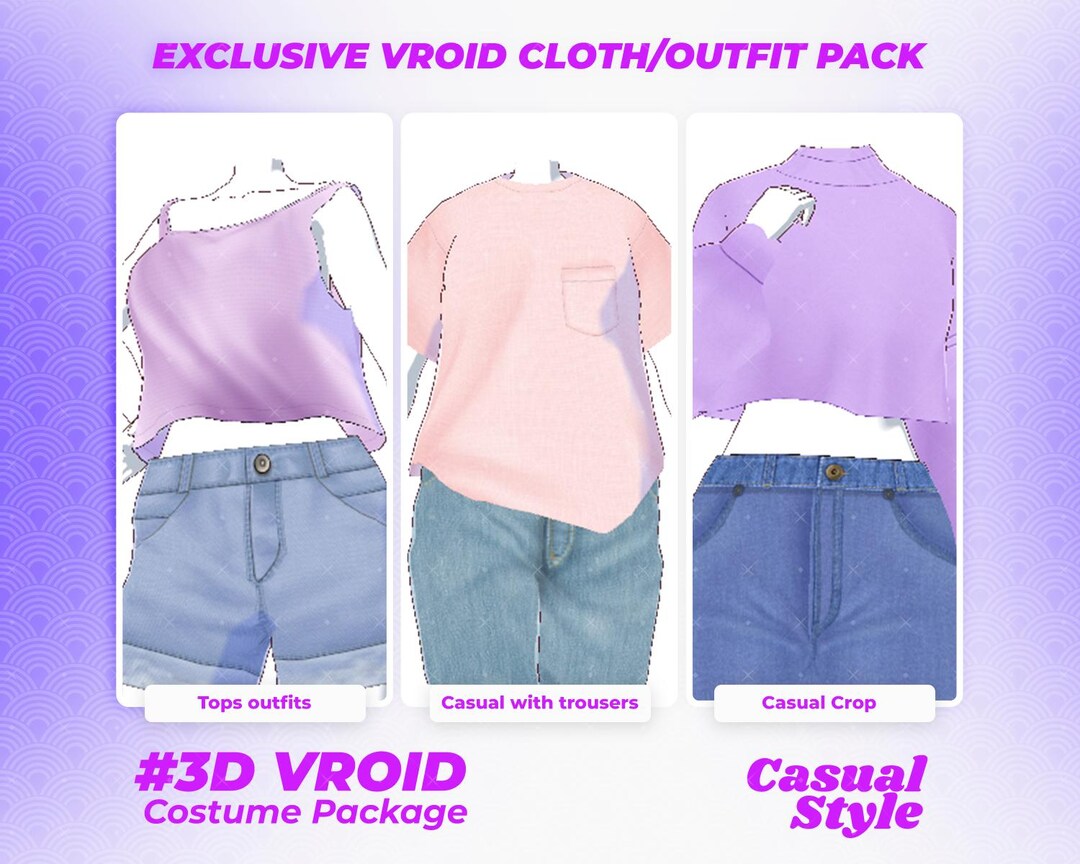 Vroid Outfit Set: Casual 3D Model Clothes (digital Download) - Etsy