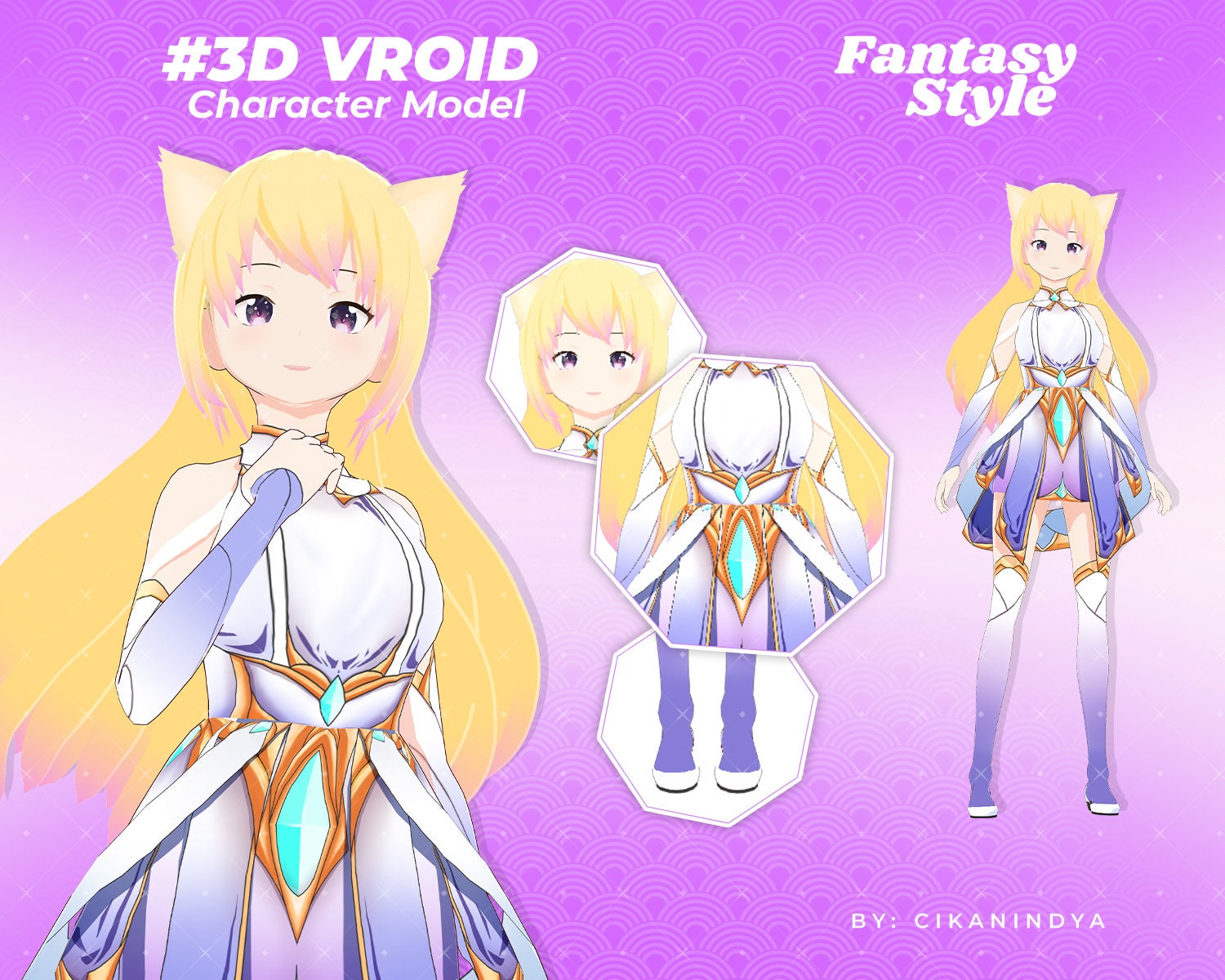 Charming 3D Vroid Character Lisa Cat Anime Girl for Streamer Vtuber ...
