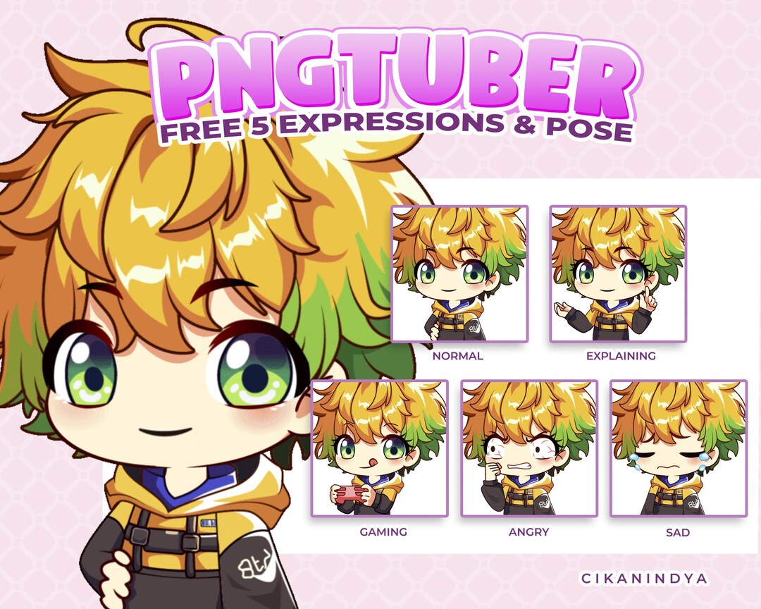 Premade Pngtuber Male – Bright Chibi Boy With Stylish Backpack - Etsy